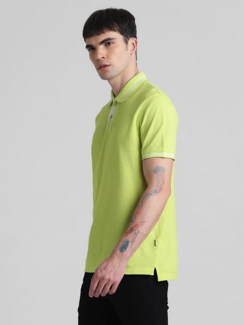 Lime Green Cotton Polo T Shirt
