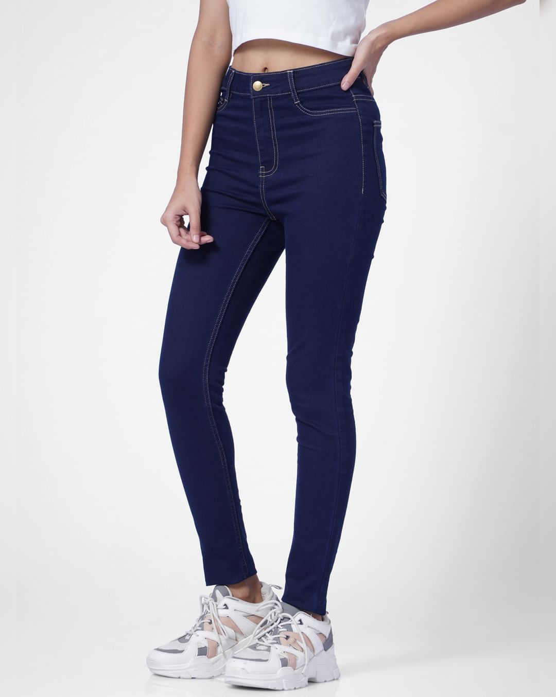 Dark Blue High Rise Skinny Jeans